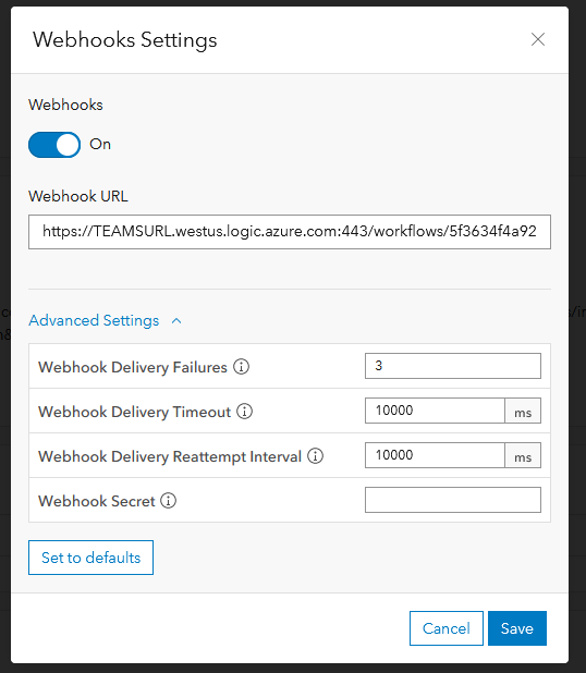 ArcGIS Monitor 2023.3 Webhook Messages in MS Teams